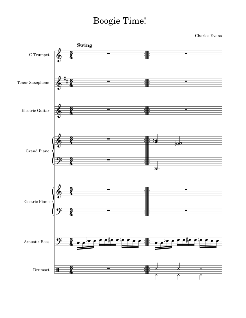 Boogie Time! Op. 27 Sheet music for Piano, Saxophone tenor, Guitar ...