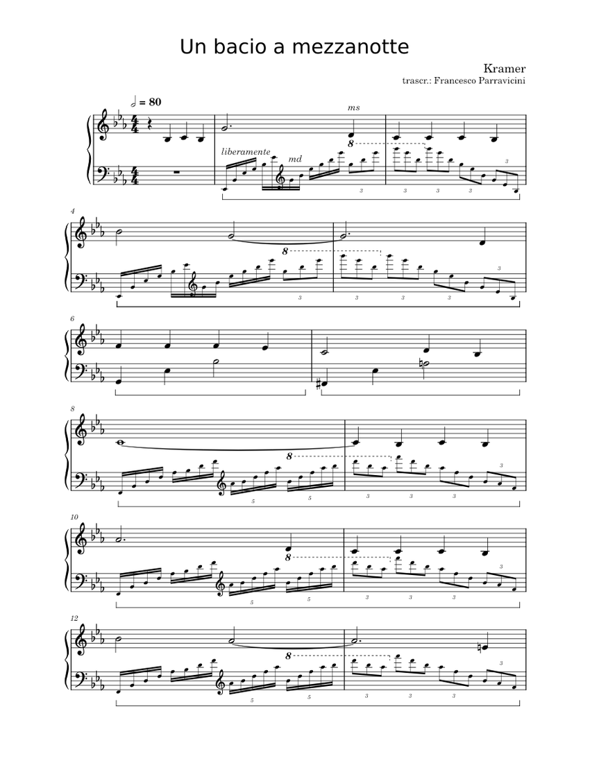 Un bacio a mezzanotte – Gorni Kramer, garinei, giovannini Sheet music ...