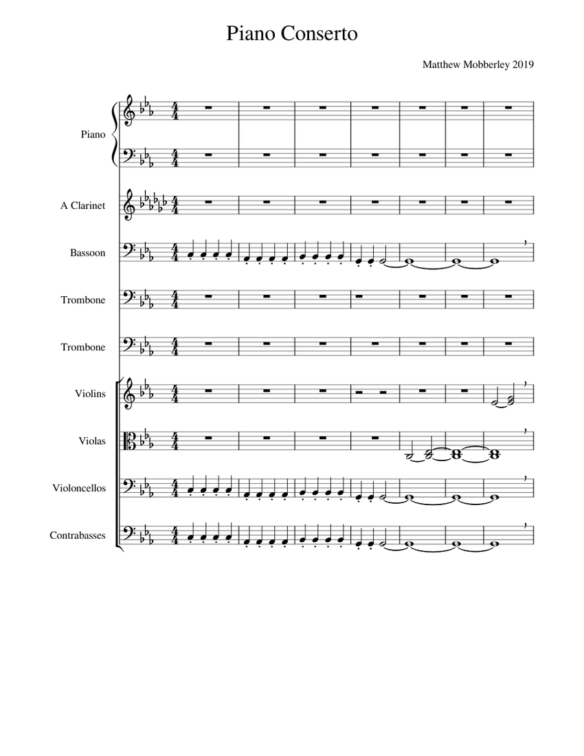 Piano_Conserto Sheet music for Piano, Trombone, Bassoon, Strings group ...
