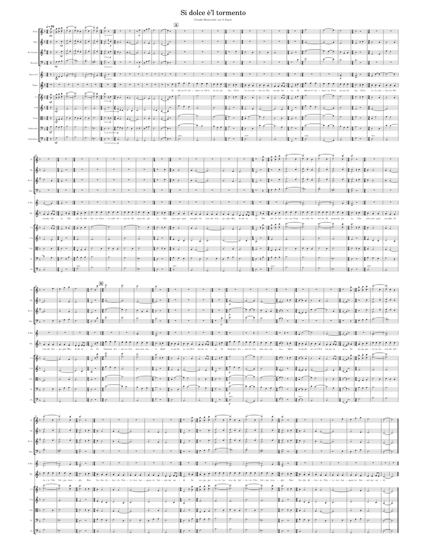Si dolce è’l tormento - Claudio Monteverdi Sheet music for Vocals ...