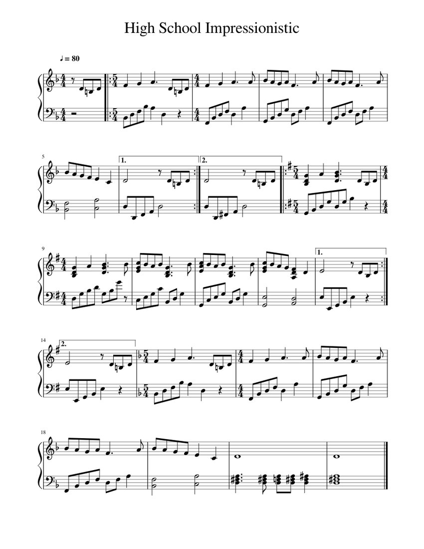 High School Impressionistic Sheet music for Piano (Solo) Easy ...
