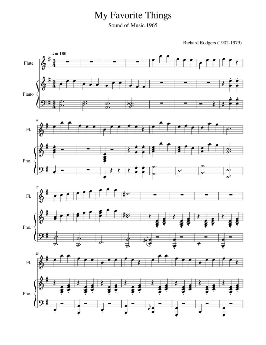 My Favorite Things for Flute and Piano Sheet music for Piano, Flute ...