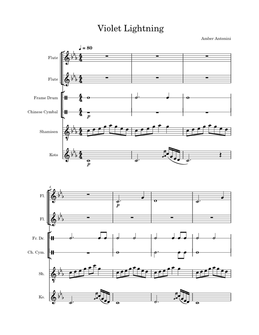 violet lightning Sheet music for Flute, Shamisen, Strings - plucked (other), Chinese & more ...