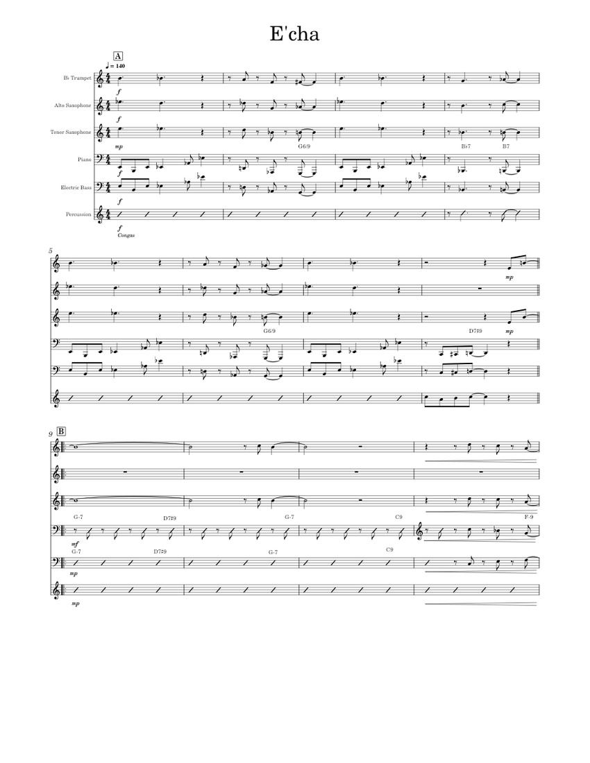 E'cha – Stefon Harris Sheet music for Piano, Saxophone alto, Saxophone ...