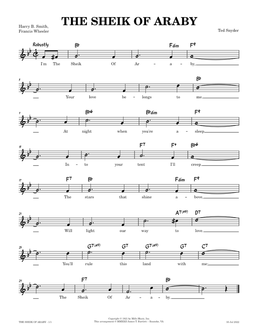 The Sheik Of Araby [lead sheet] Sheet music for Piano (Solo ...