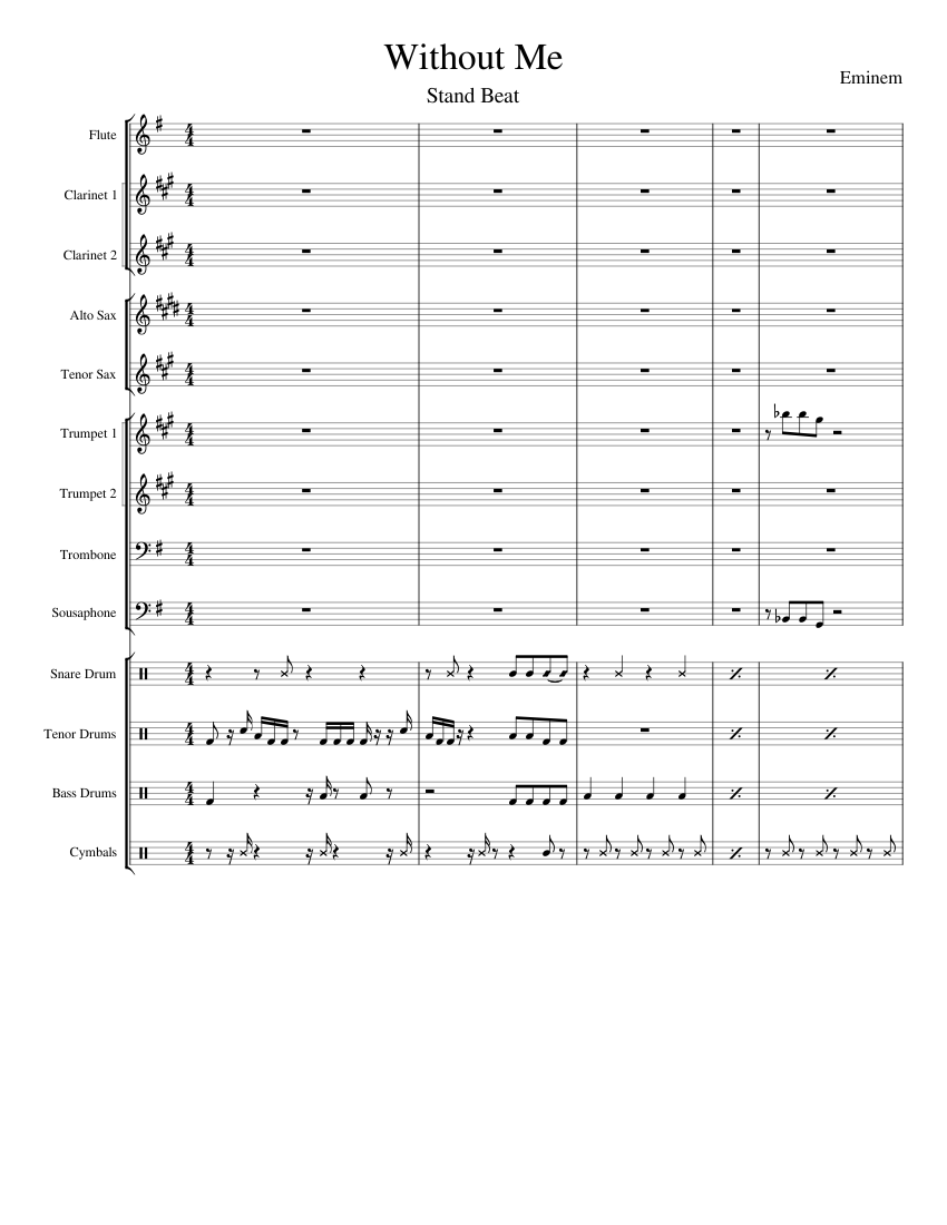 Without Me Sheet music for Trombone, Flute, Clarinet in b-flat ...