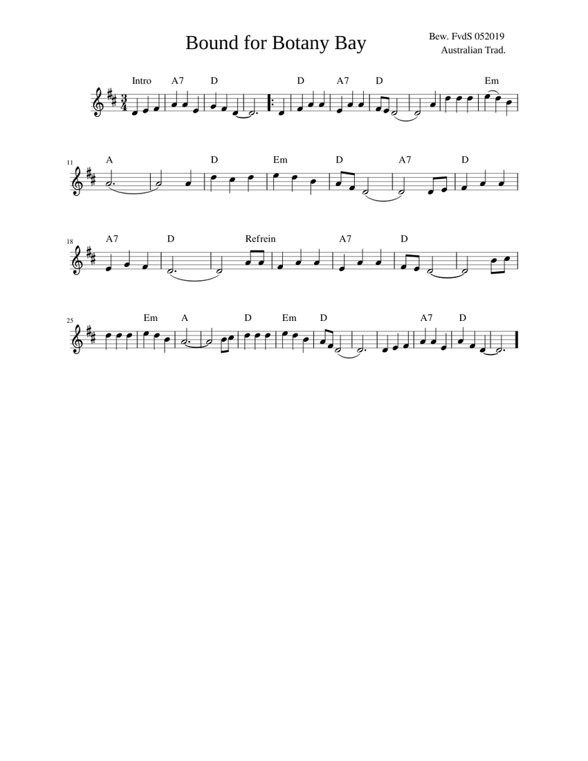 Bound_for_Botany_Bay.2 (Bew. fred) Sheet Music for Flute (Solo ...