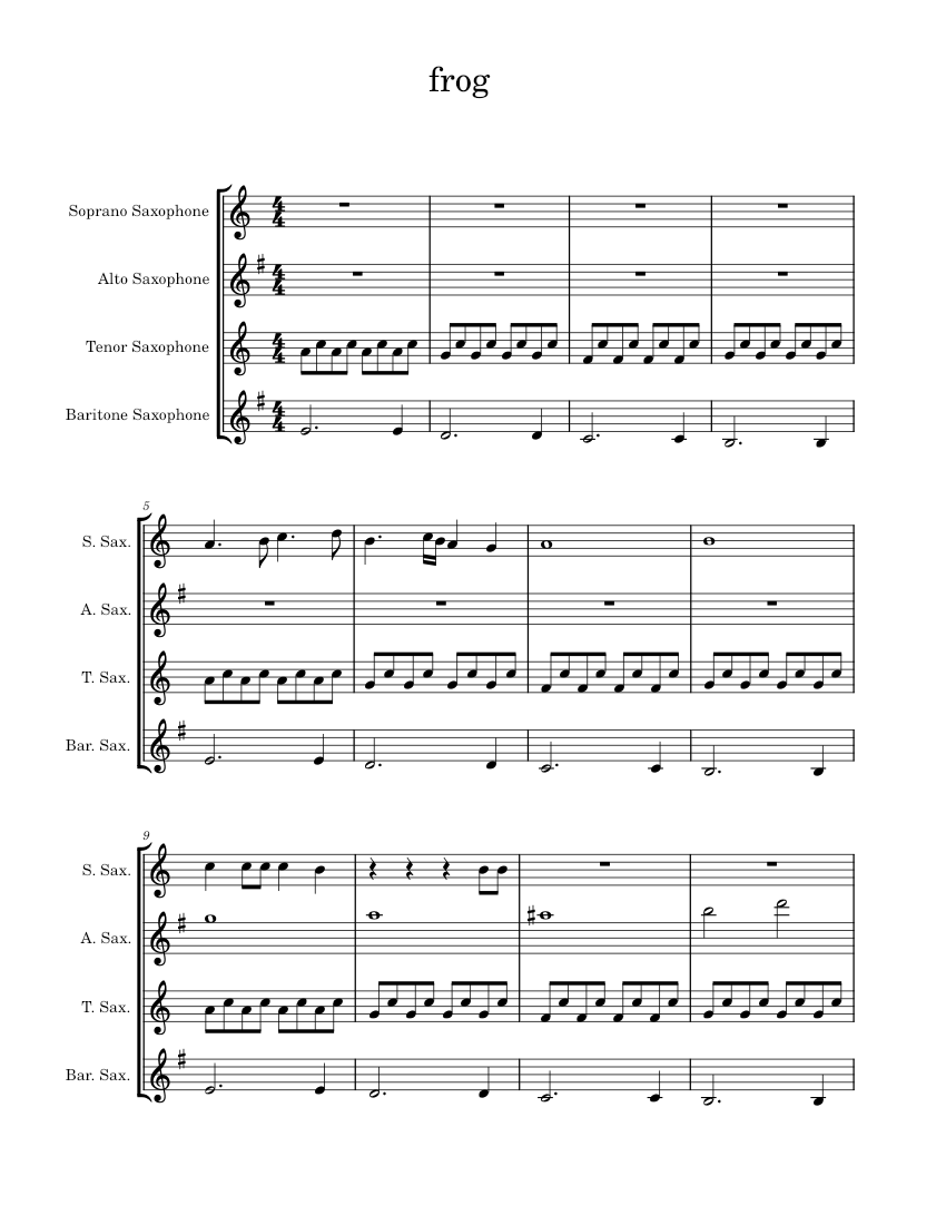 frog Sheet music for Saxophone alto, Saxophone tenor, Saxophone ...