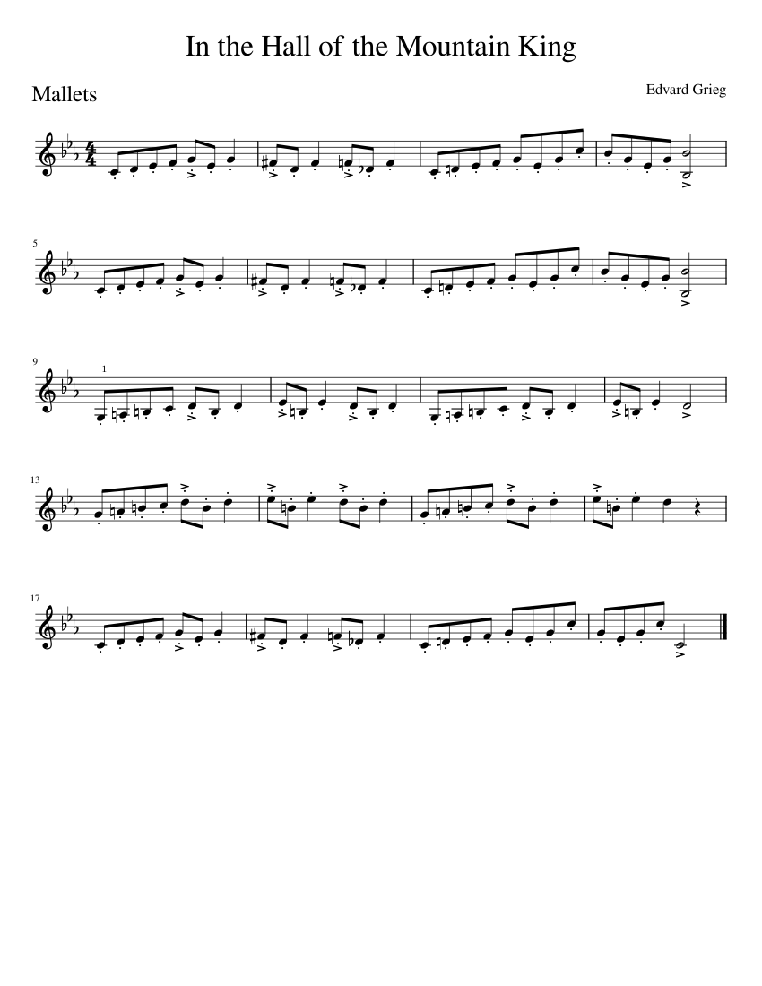 In The Hall of The Mountain King – Edvard Grieg Sheet Music for ...
