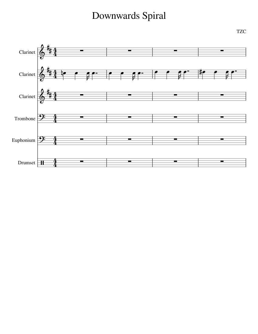 Downwards Spiral Sheet music for Trombone, Euphonium, Drum group ...