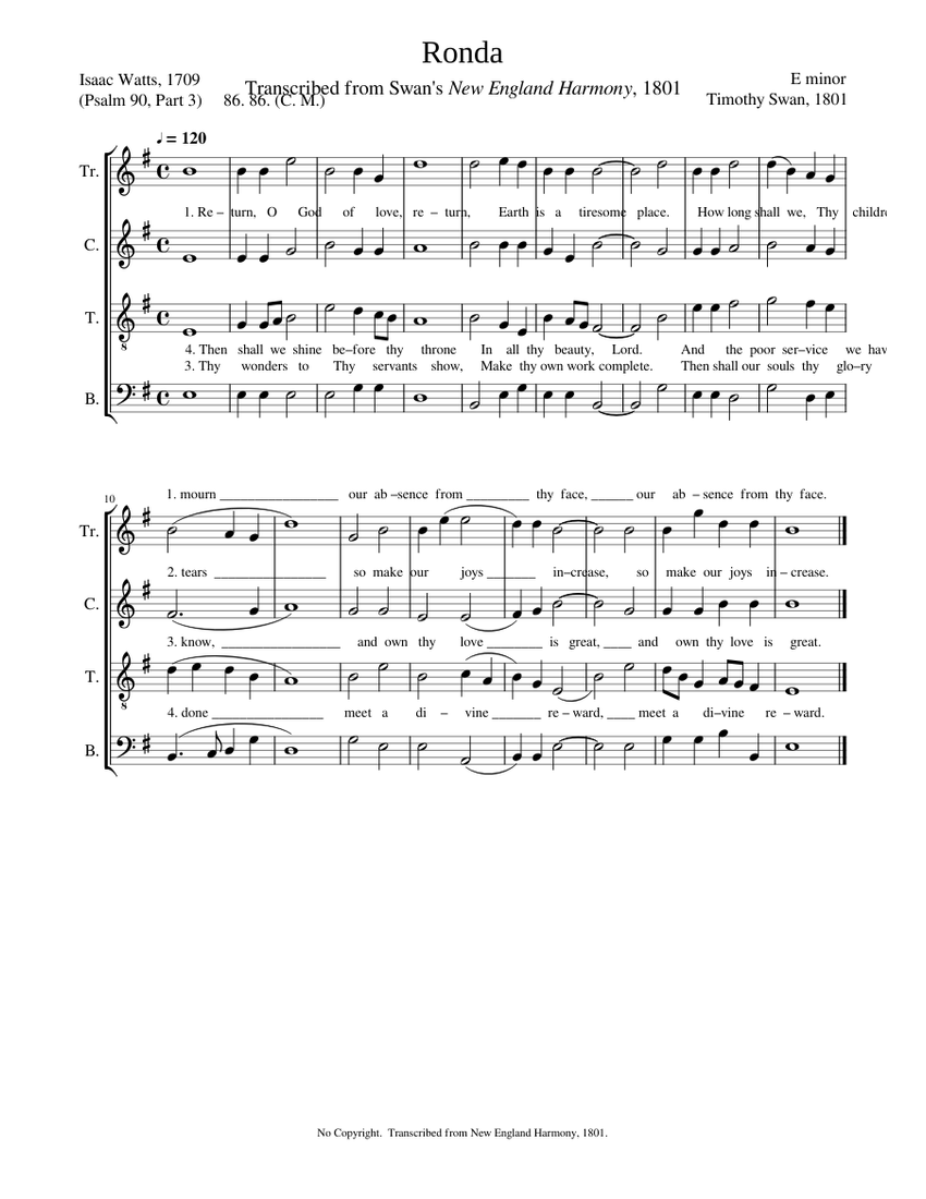 Ronda - Timothy Swan Sheet music for Tenor, Bass voice, Vocals (Choral ...