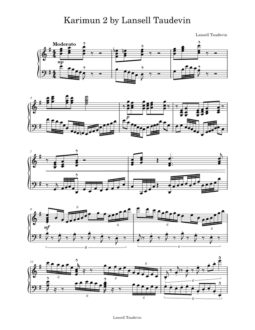Karimun_2_by_Lansell_Taudevin Sheet Music for Piano (Solo) | MuseScore.com