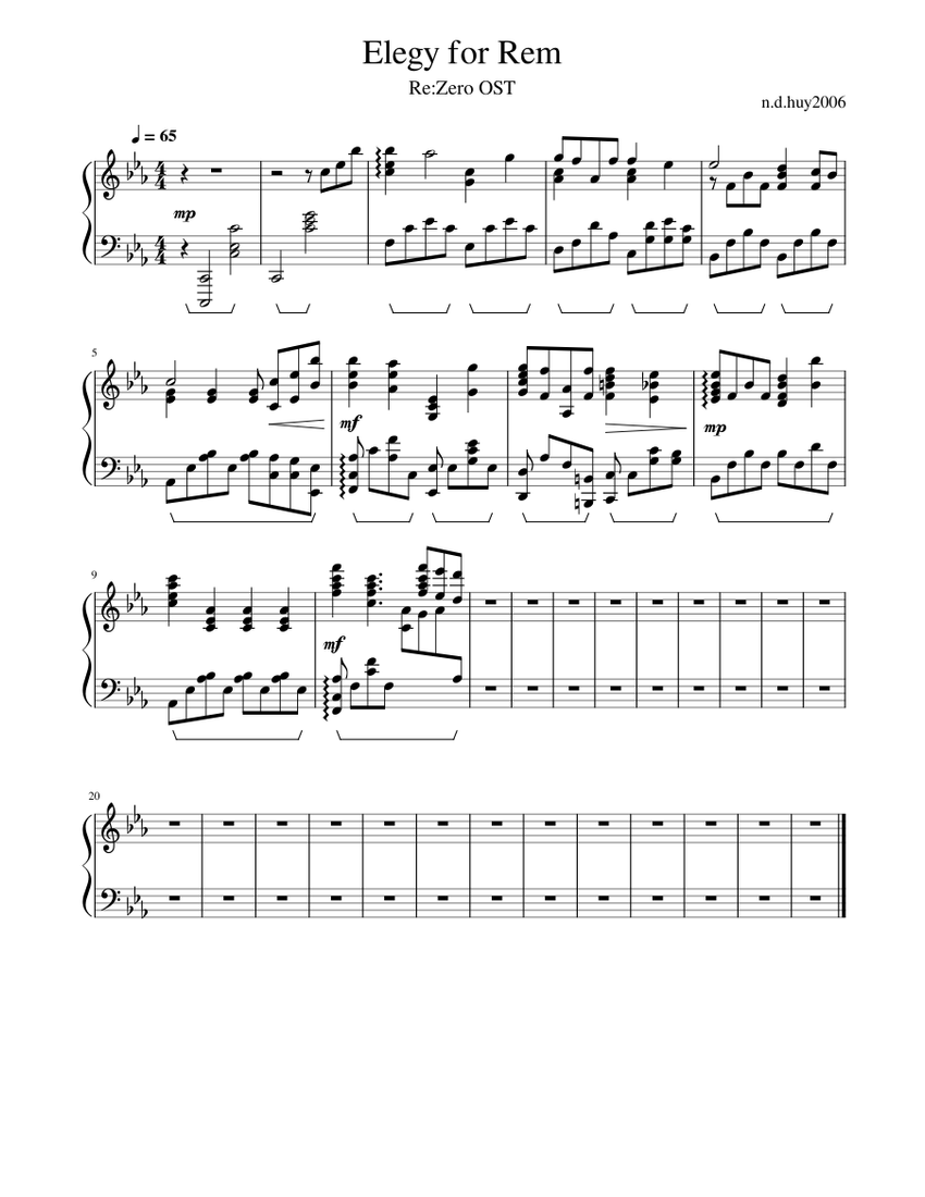 Elegy_for_Rem Sheet music for Piano (Solo) | Musescore.com