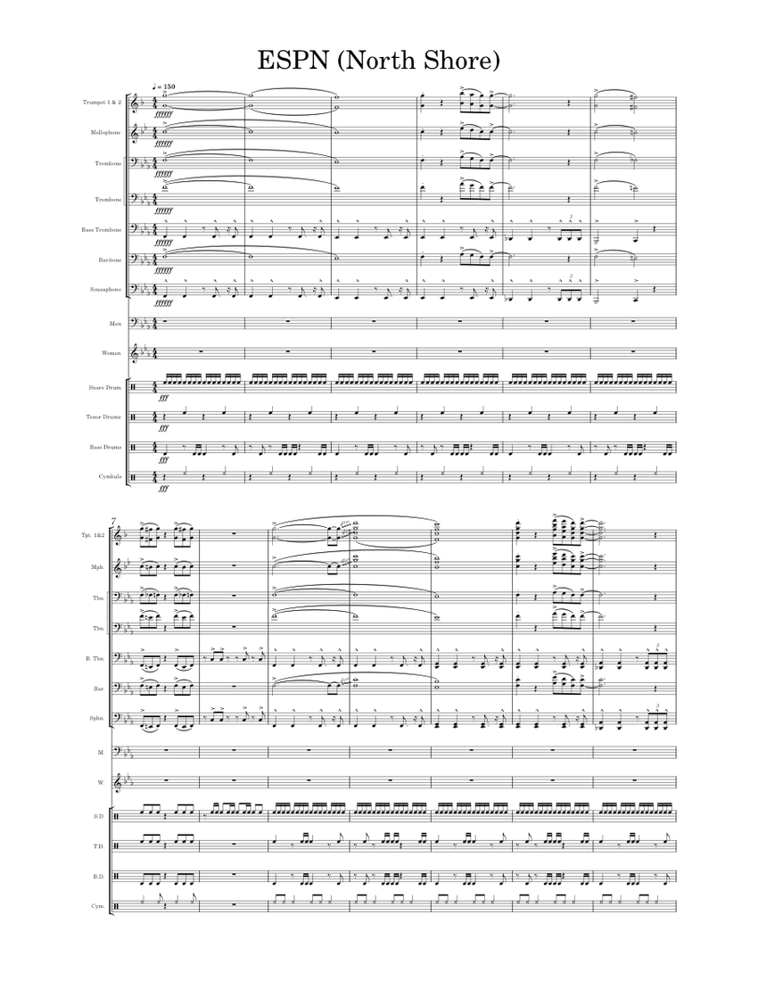 ESPN (North Shore) Sheet music for Trombone, Female, Male, Trombone ...