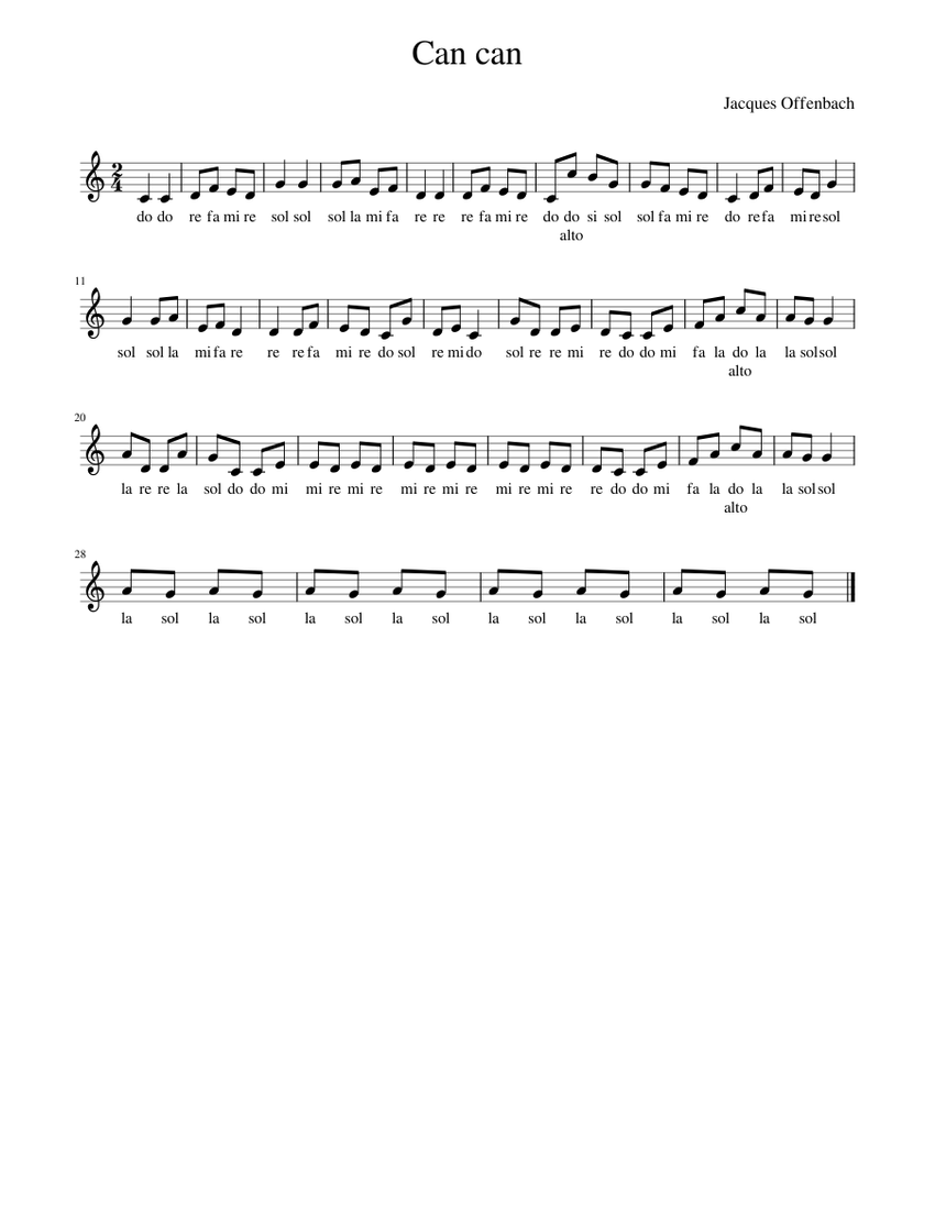 Can can Sheet music for Flute (Solo) | Musescore.com