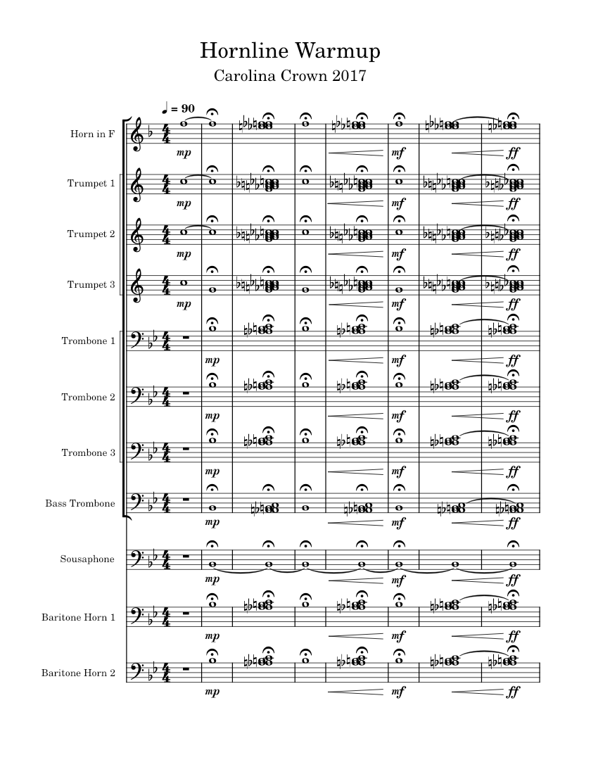Carolina Crown 2017 Hornline Warmup Sheet music for Trombone, Trombone ...