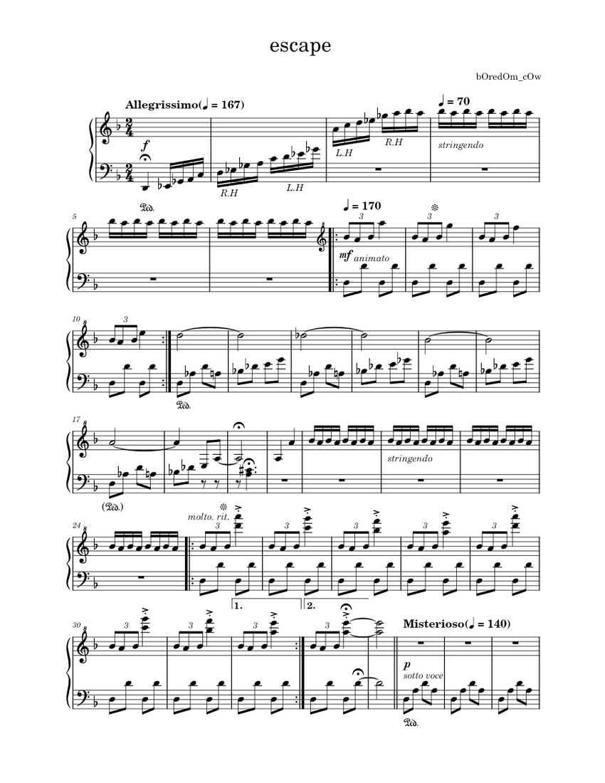 escape Sheet music for Piano (Solo) | Musescore.com