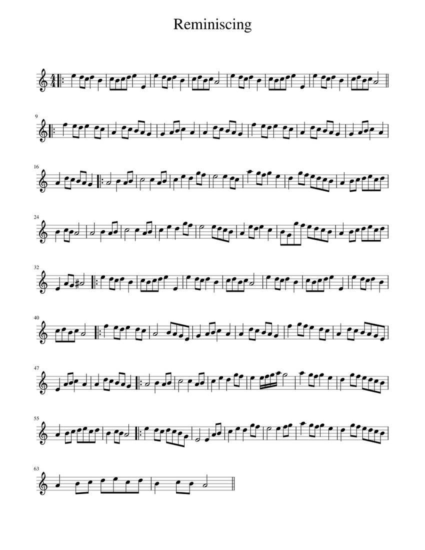 Reminiscing Sheet music for Piano (Solo) Easy | Musescore.com