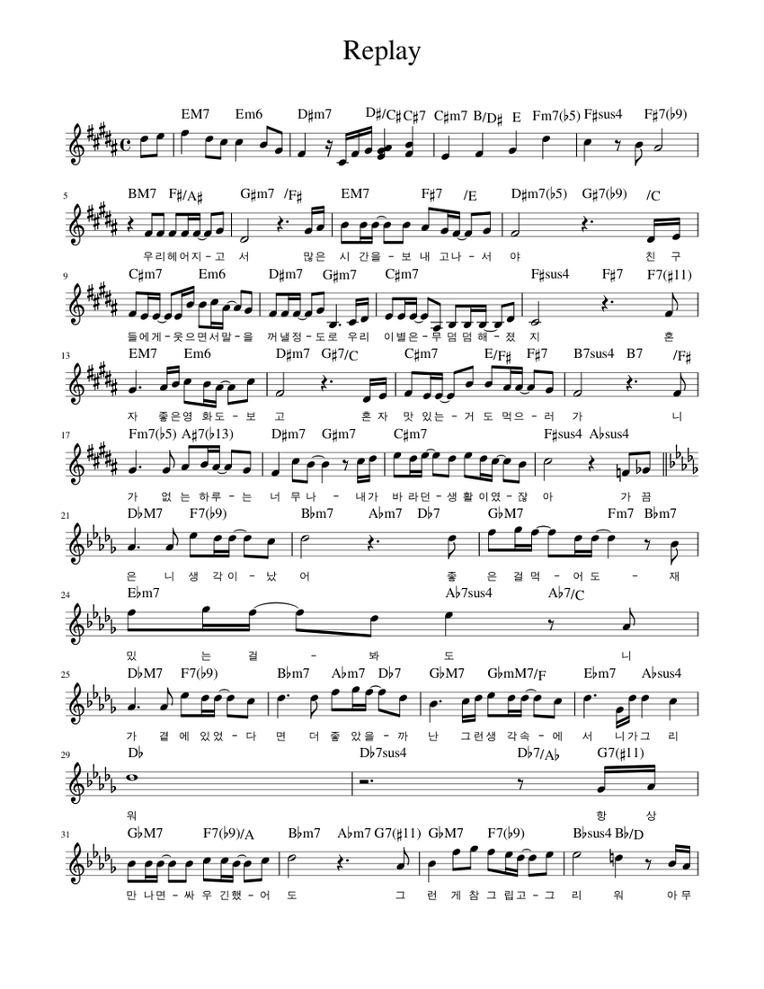 Replay Sheet Music with Chords for Piano (Solo) easy | MuseScore.com