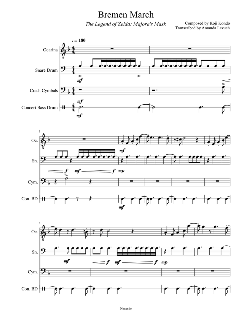 Bremen March - The Legend of Zelda: Majora's Mask Sheet music for ...