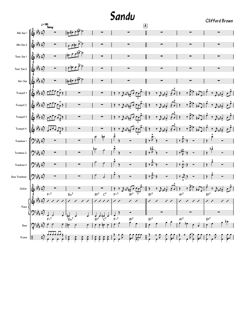 Sandu Sheet Music with Chords for Piano, Trombone, Saxophone alto ...