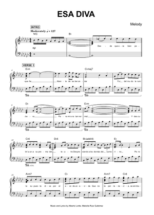 Esa Diva – Melody Sheet Music for Piano (Solo) Easy | MuseScore.com