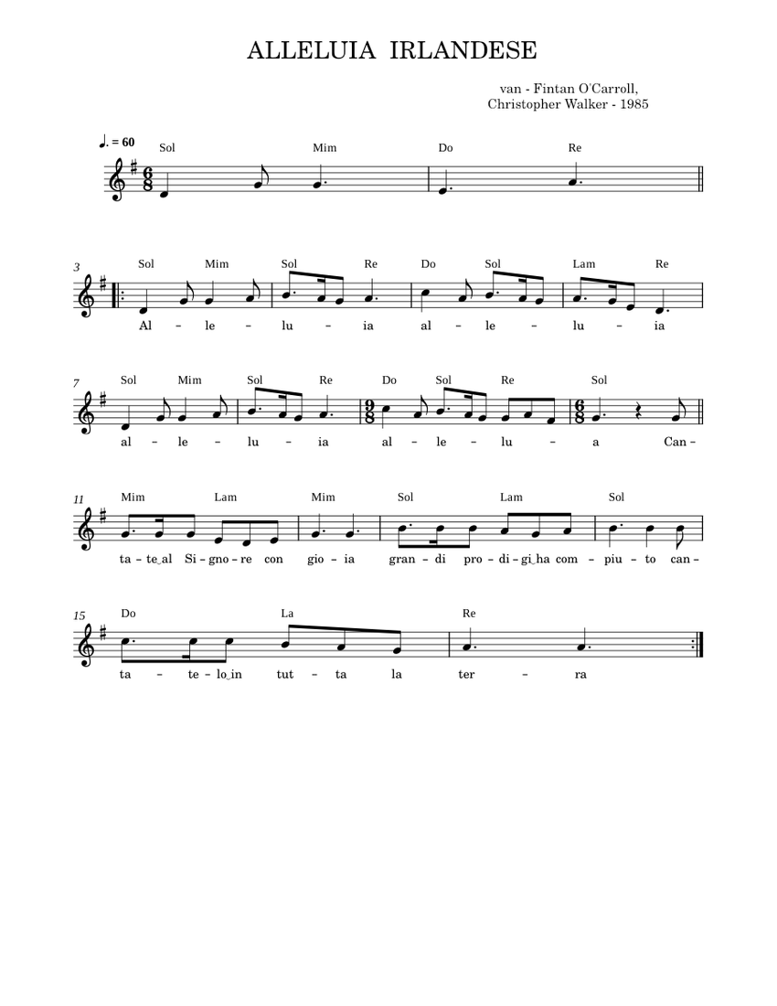 Alleluia Irlandese Sheet Music with Chords for Accordion (Solo ...