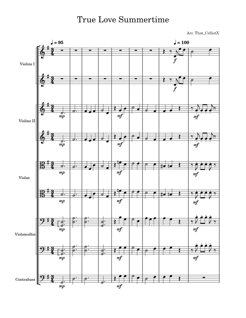 True Love Summertime Sheet music for Strings group (String Ensemble) | Musescore.com