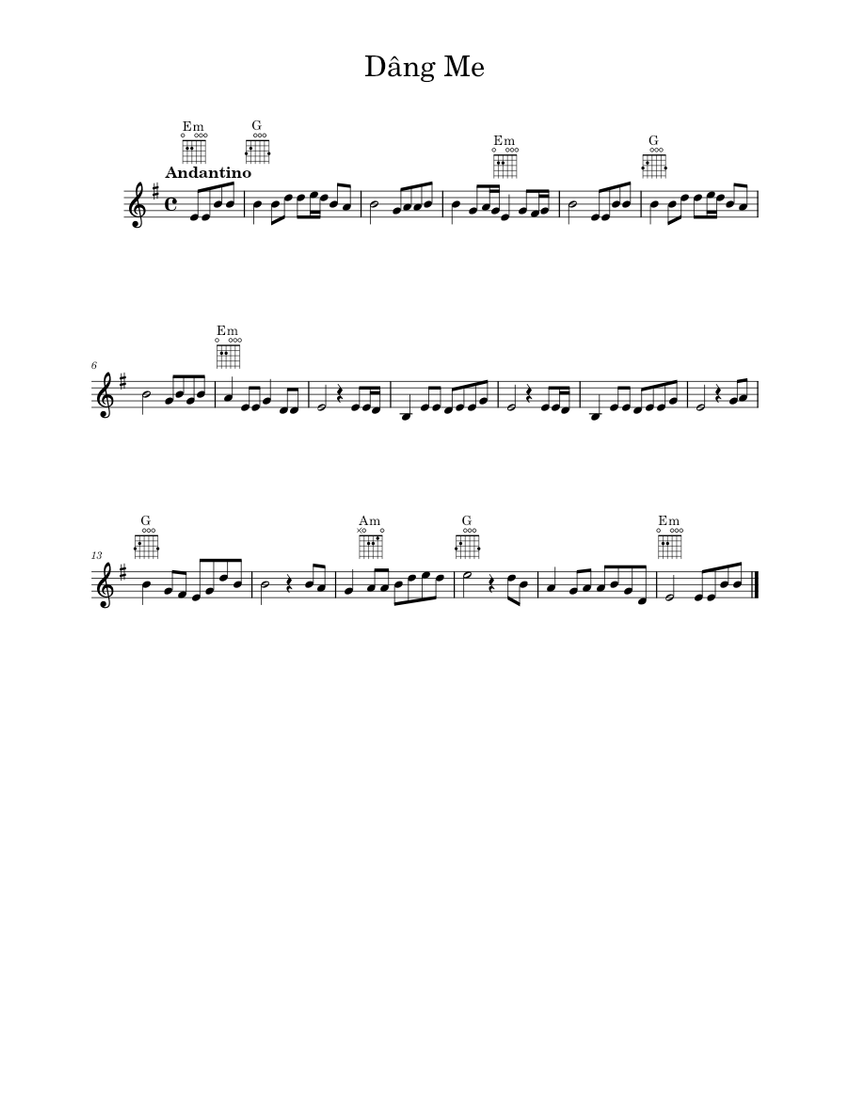 Dâng Me – unknown composer Dâng Me Sheet music for Piano (Solo) Easy ...