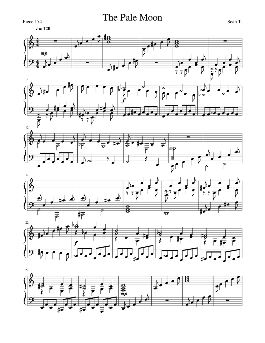The Pale Moon Sheet music for Piano (Solo) | Musescore.com