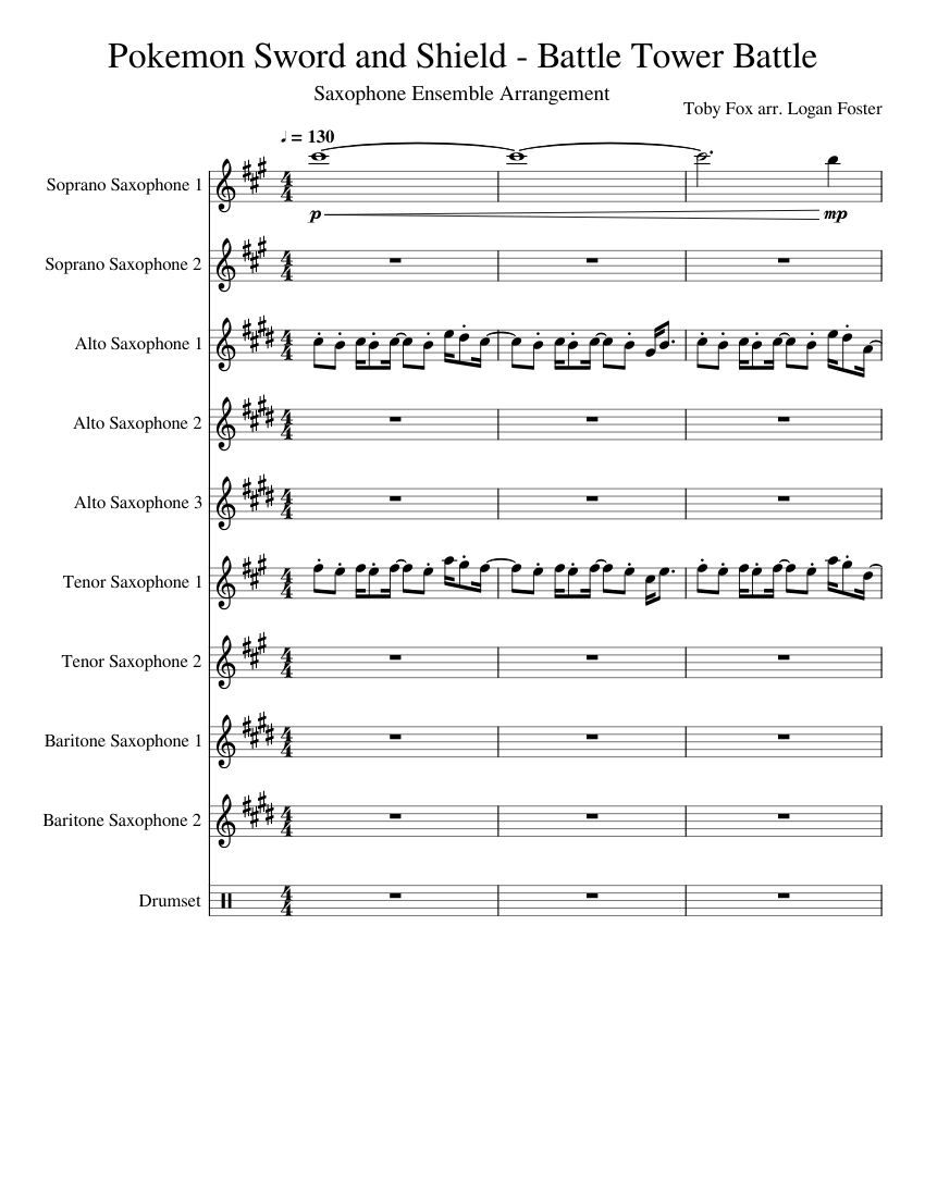 Pokemon Sword and Shield - Battle Tower Battle for Saxophone Ensemble ...