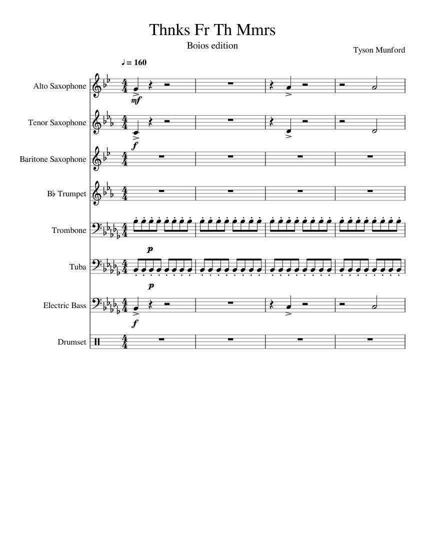 Thnks Fr Th Mmrs (BOIOS EDITION MY DUDES) Sheet music for Trombone ...