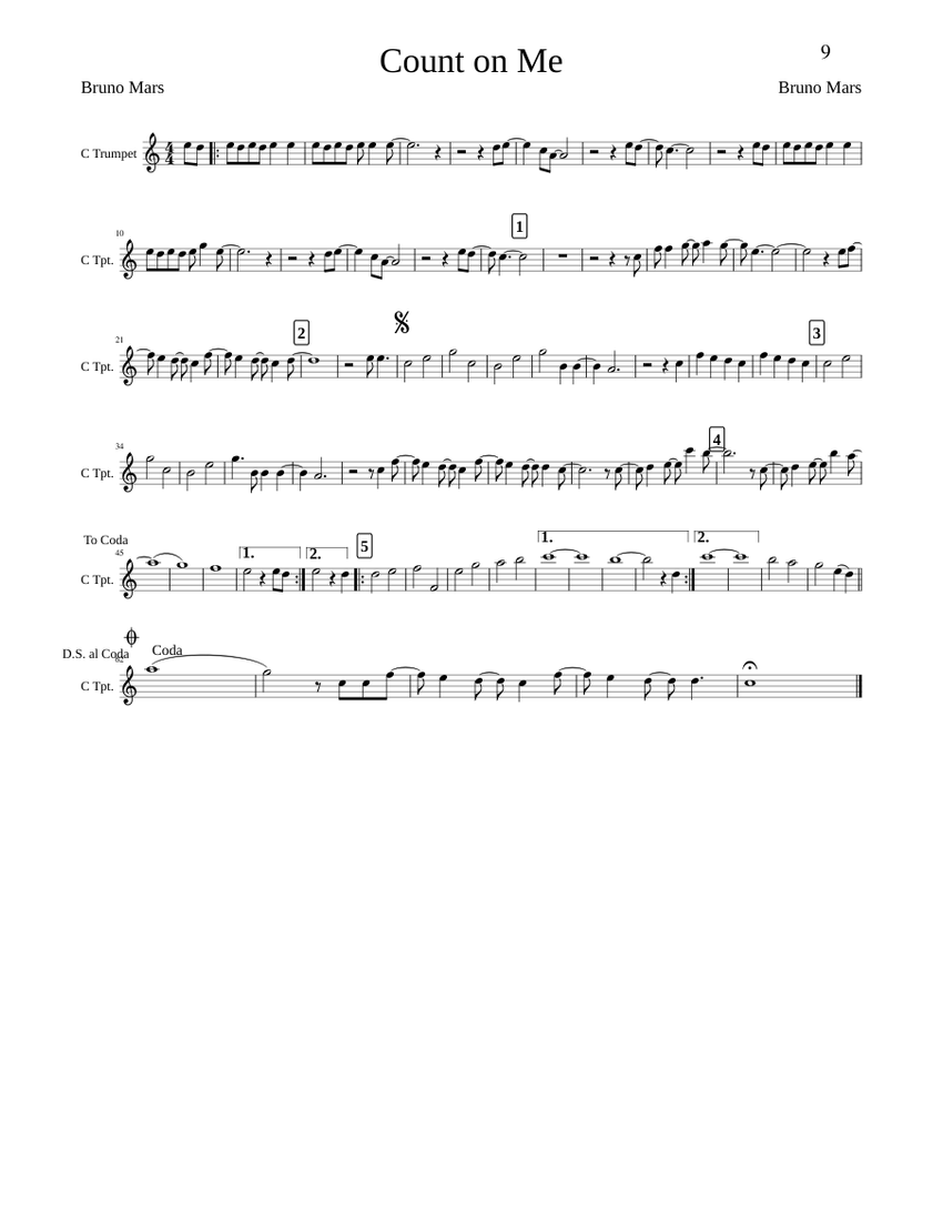 Count on Me Sheet Music for Trumpet other (Solo) | MuseScore.com