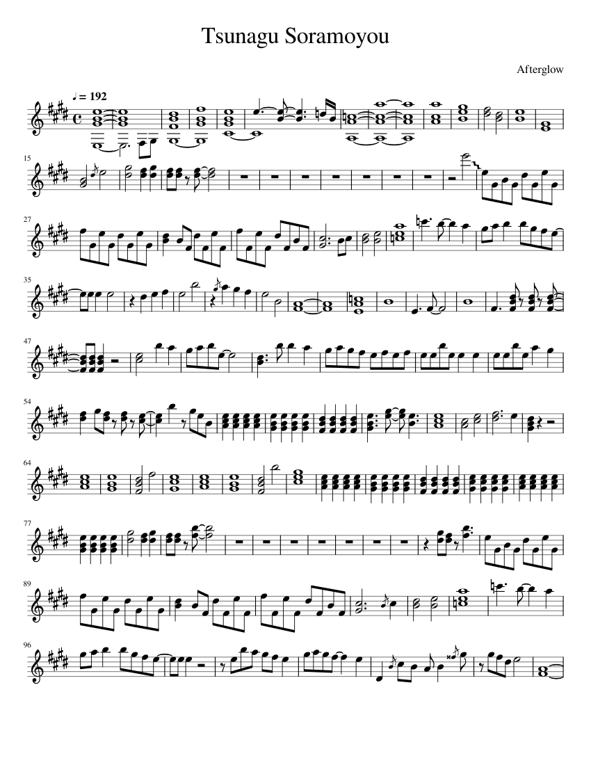 Tsunagu Soramoyou (Tied to the Skies) keyboard part Sheet music for Piano (Solo) Easy ...