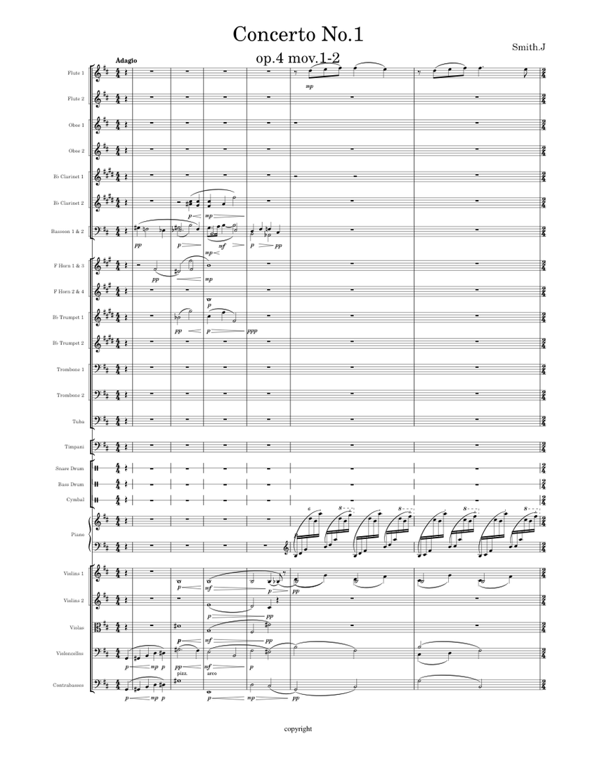 - Concerto No.1 mov.1-2 Sheet music for Piano, Trombone, Tuba, Flute ...