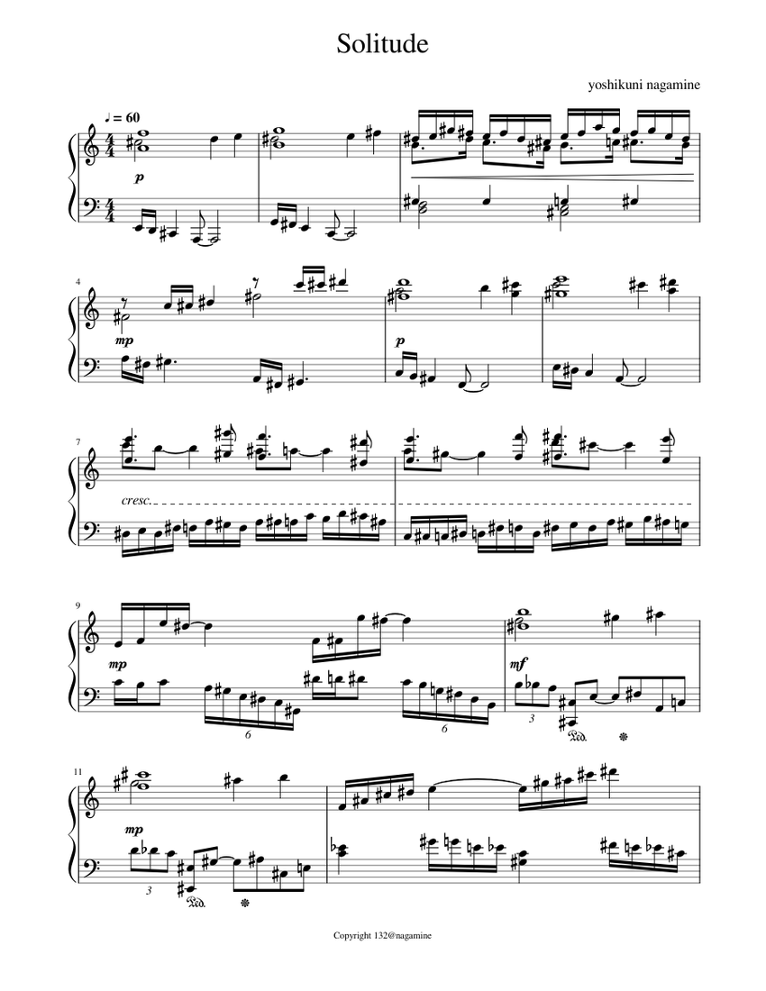 Solitude Sheet music for Piano (Solo) | Musescore.com