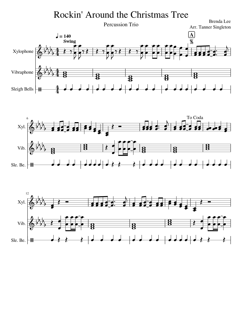 Rockin' Around the Christmas Tree Percussion Trio Sheet music for ...