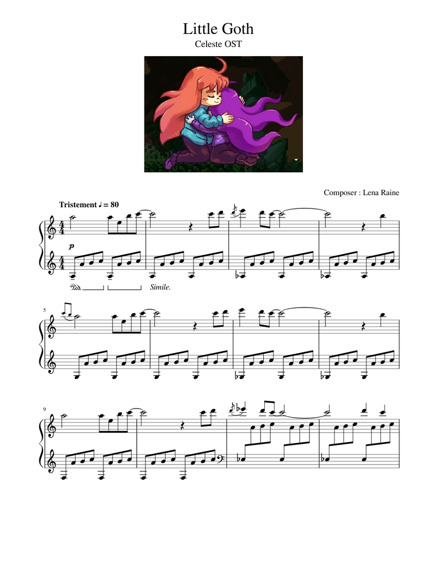 Celeste OST : Little Goth Sheet Music for Piano (Solo) easy | MuseScore.com