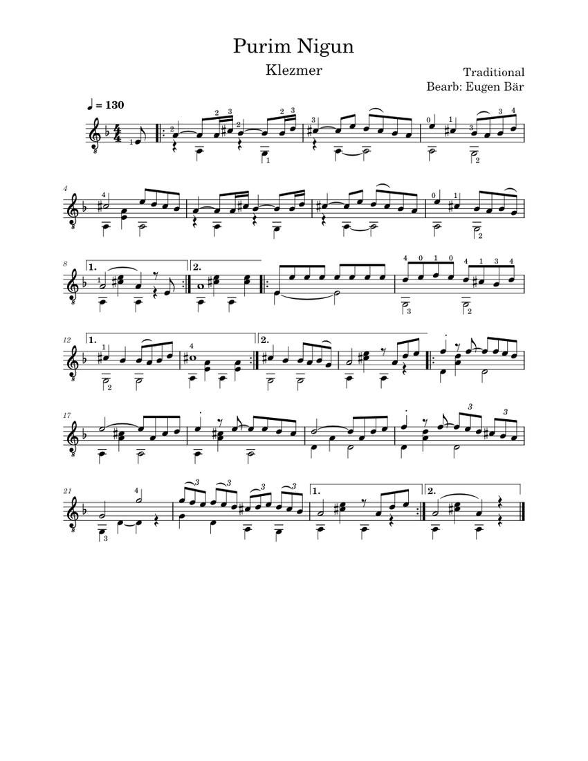 Purim Nigun Sheet music for Guitar (Solo) | Musescore.com