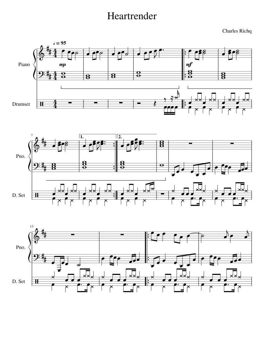 Heartrender Sheet music for Piano, Drum group (Mixed Duet) | Musescore.com