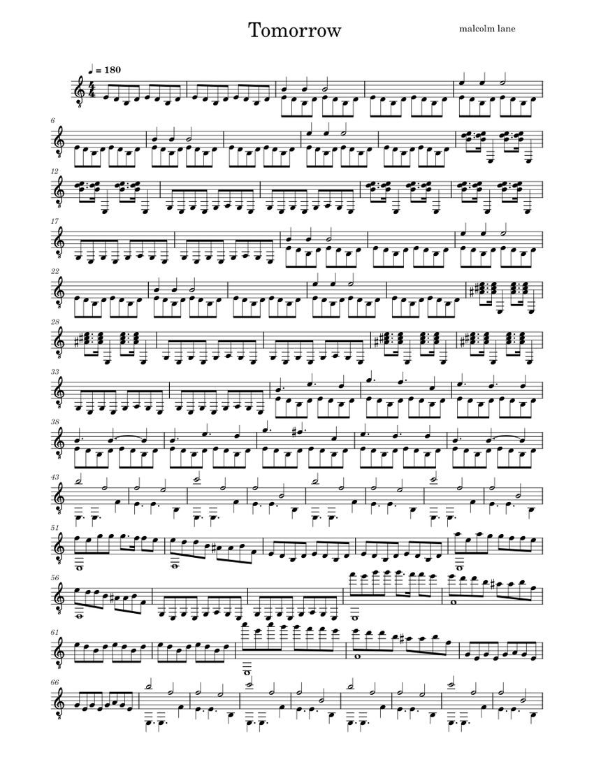 Tomorrow Sheet music for Guitar (Solo) | Musescore.com
