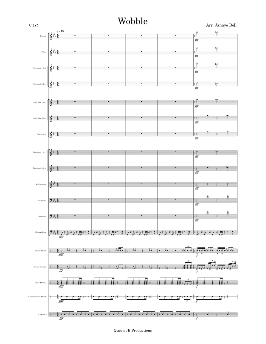 Wobble- V.I.C. Sheet Music for Trombone, Flute piccolo, Flute, Clarinet ...