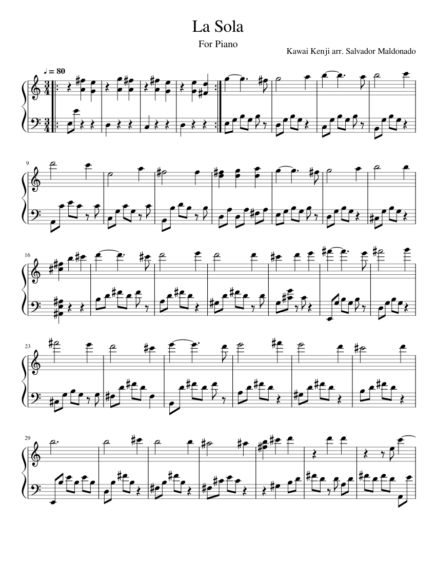 La Sola Sheet Music for Piano (Solo) easy | MuseScore.com