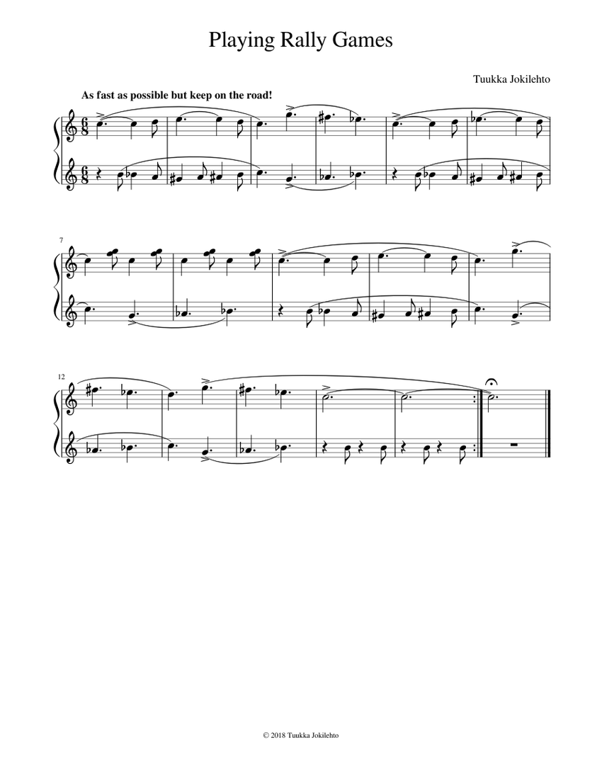 Playing Rally Games Sheet music for Piano (Solo) | Musescore.com