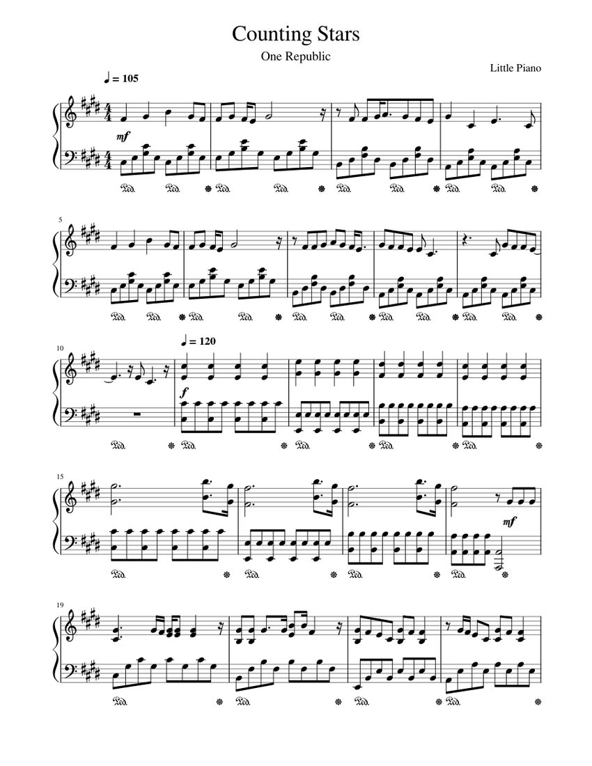 Counting stars – OneRepublic Sheet music for Piano (Solo) | Musescore.com