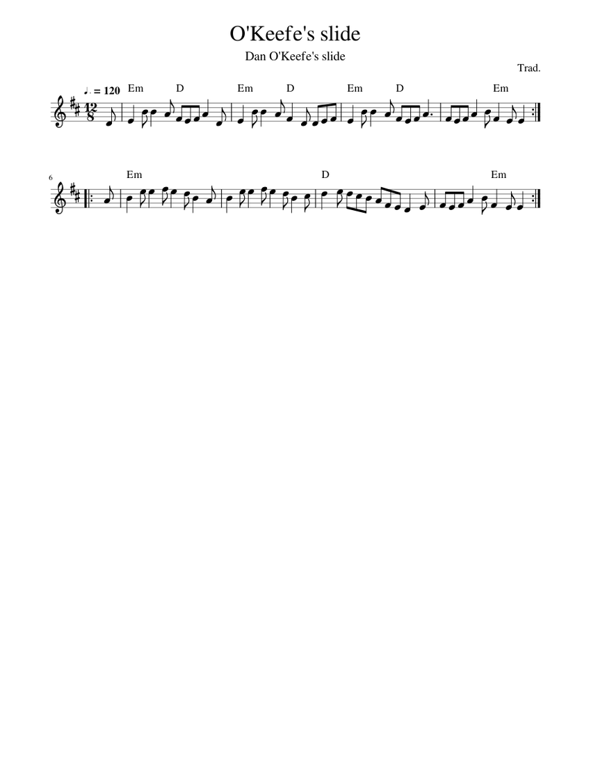 Traditional music - O'Keefe's slide Sheet music for Piano (Solo ...