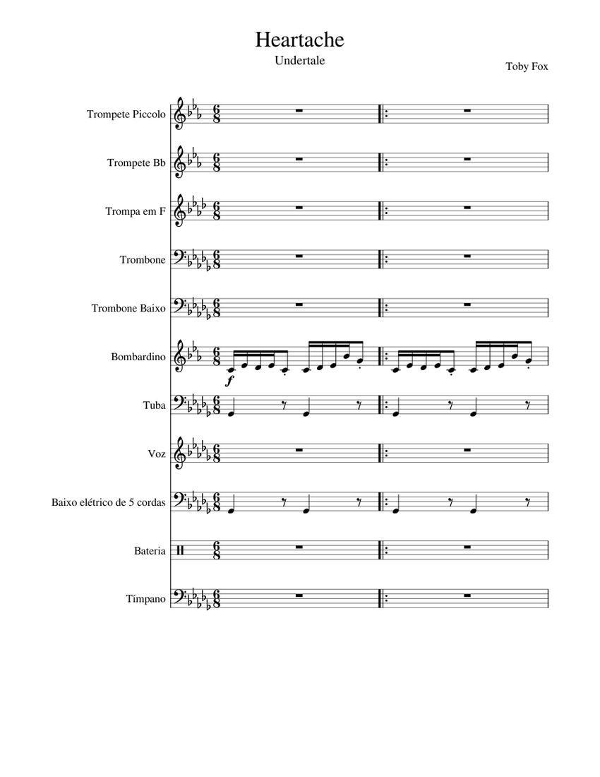 Heartache (Remade) Sheet Music for Trombone, Euphonium, Tuba, Vocals ...