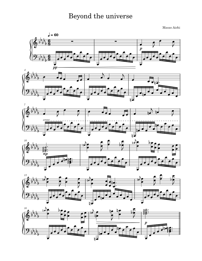 Beyond the universe Sheet Music for Piano (Solo) | MuseScore.com