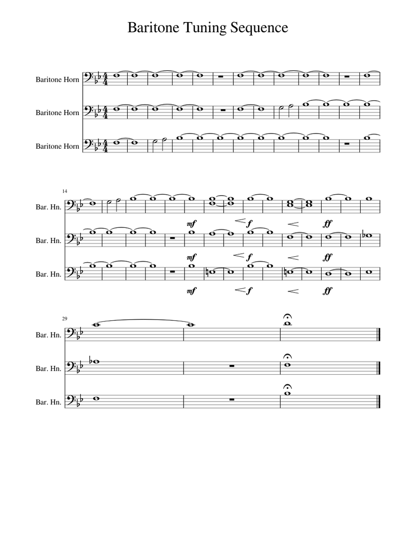 Baritone Tuning Sequence Sheet music for Baritone horn (Mixed Trio ...