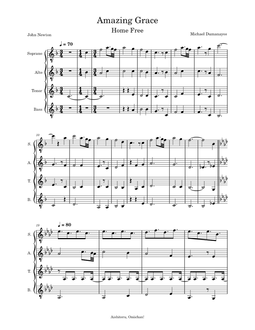 Amazing Grace Sheet Music for Piano (SATB) | MuseScore.com